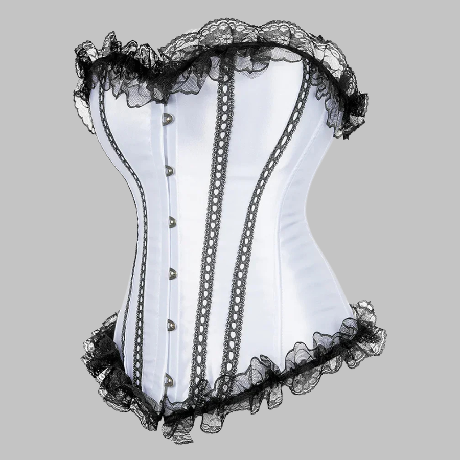 Corpete Branco Sexy com Folhos e Renda Preta – Estilo Burlesco | L ...