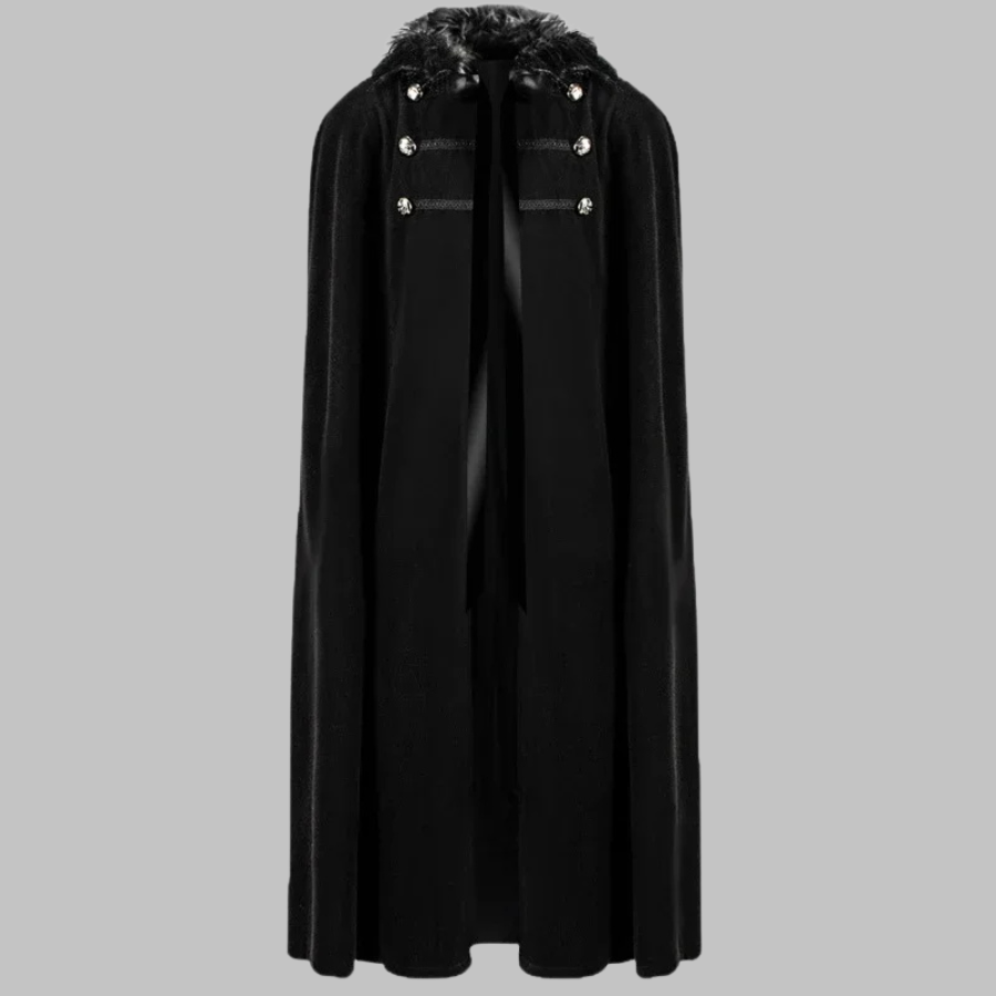 Long Medieval Unisex Cape with Hood in Black or Red | L'Esprit Gothique